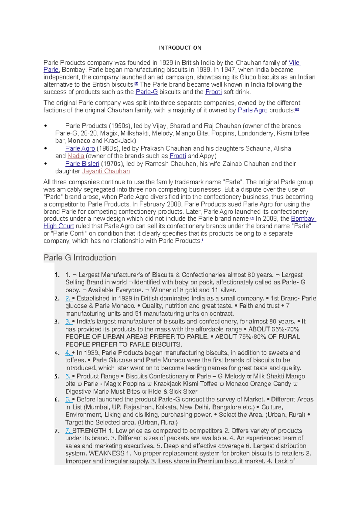 Parle G working capital management - INTRODUCTION Parle Products ...