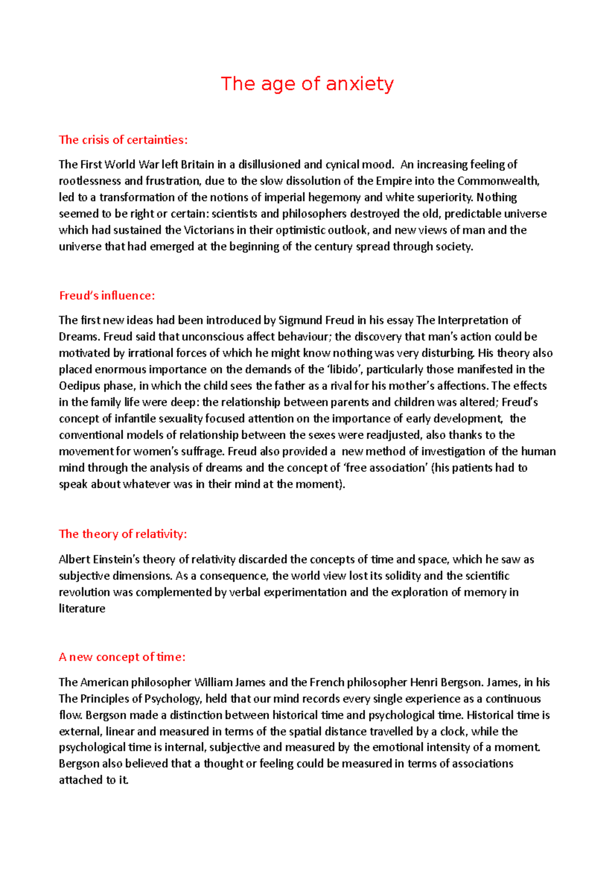 The age of anxiety - An increasing feeling of rootlessness and ...