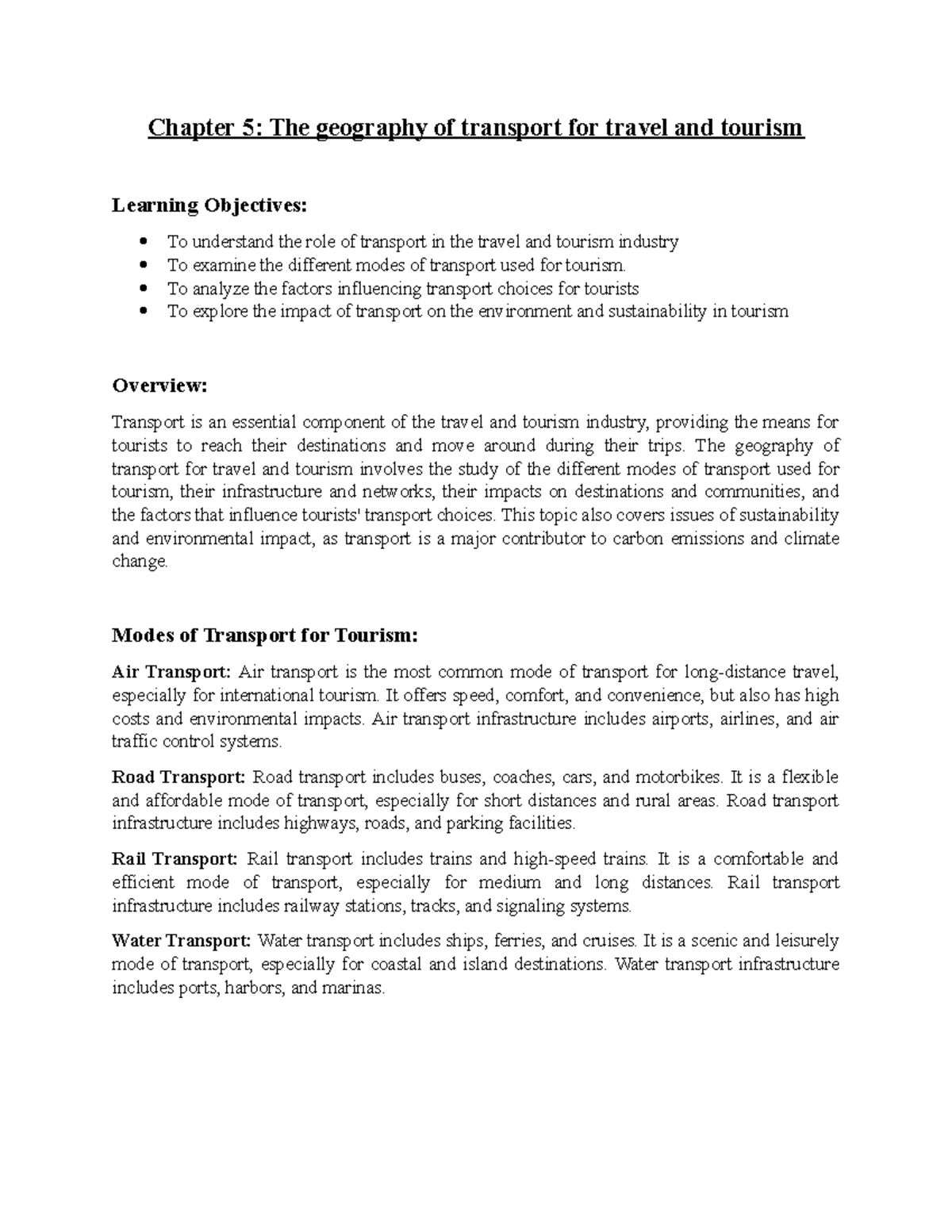 Chapter 5 - TESM - Chapter 5: The geography of transport for travel and ...