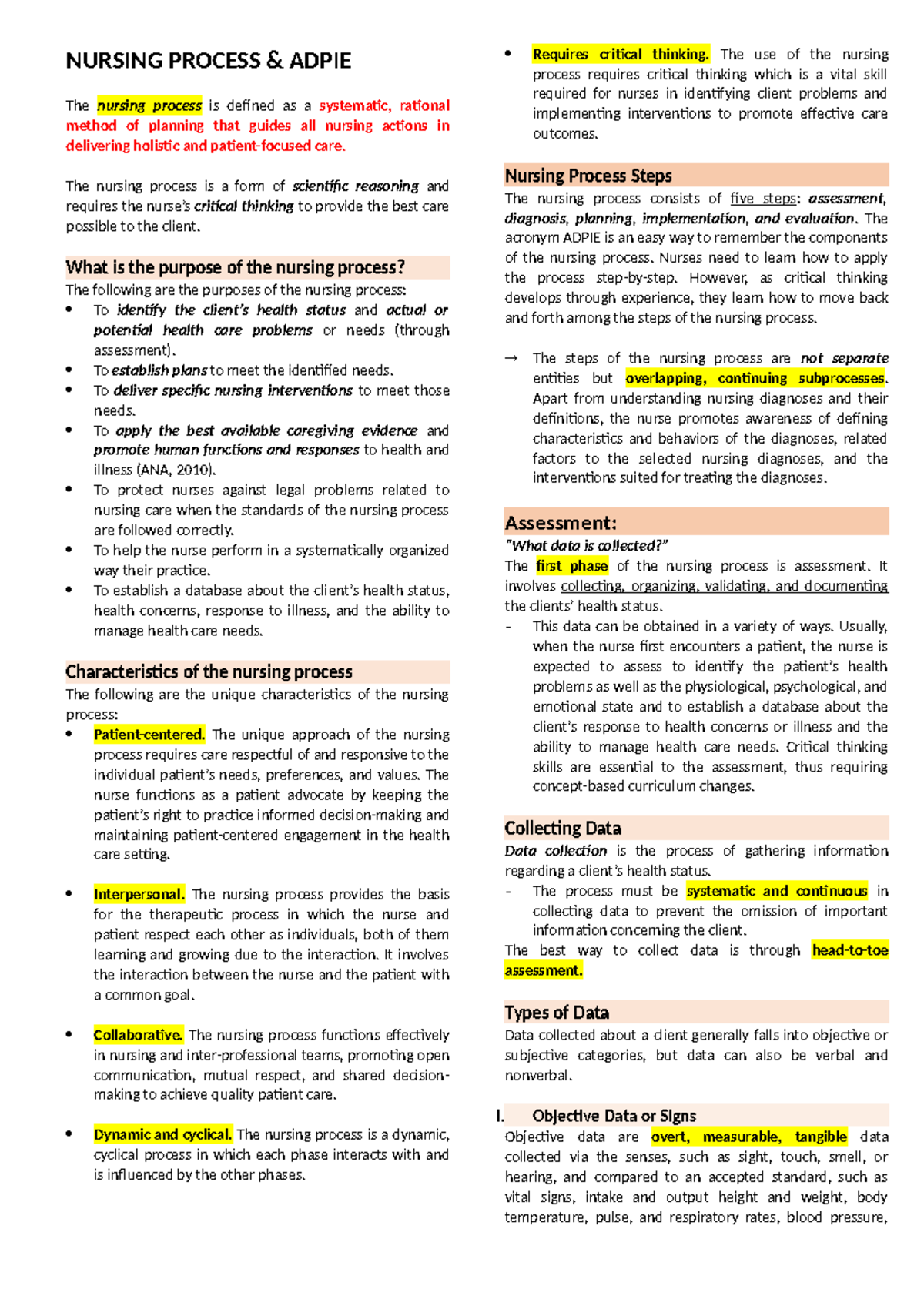 Nursing process - The nursing process is a form of scientific reasoning ...