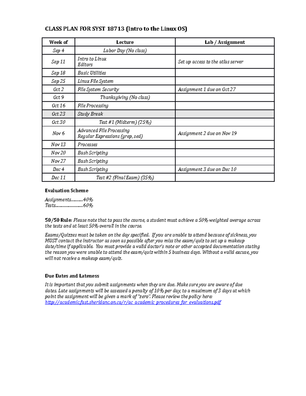 Shalabi syst18713 44234 1239 - CLASS PLAN FOR SYST 18713 (Intro to the ...