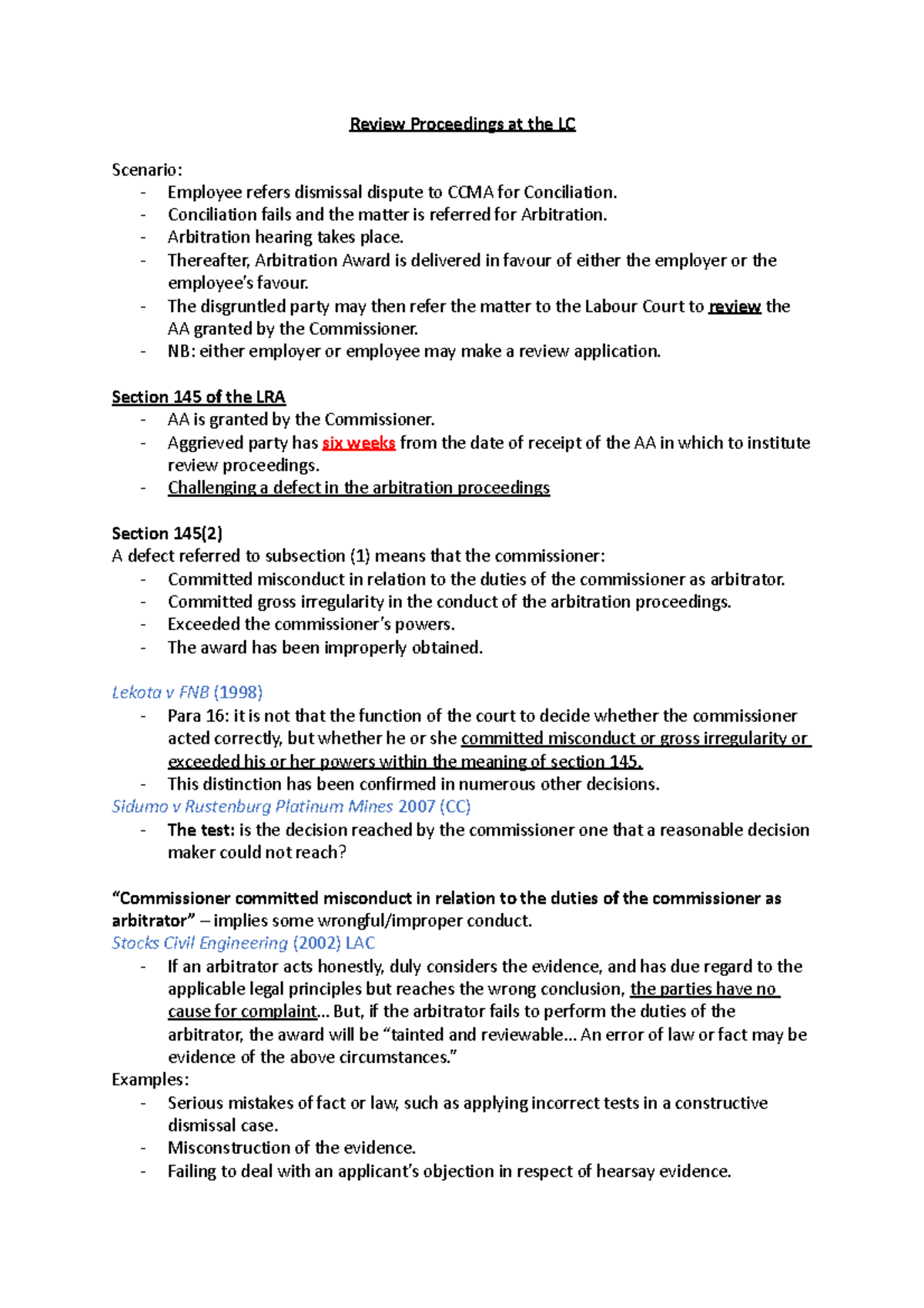 Review Proceedings at the Labour Court - Review Proceedings at the LC ...