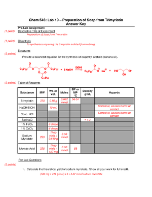 Acid Base Extraction Key - Chem 546: Lab 2: Acid-Base Separation of a ...