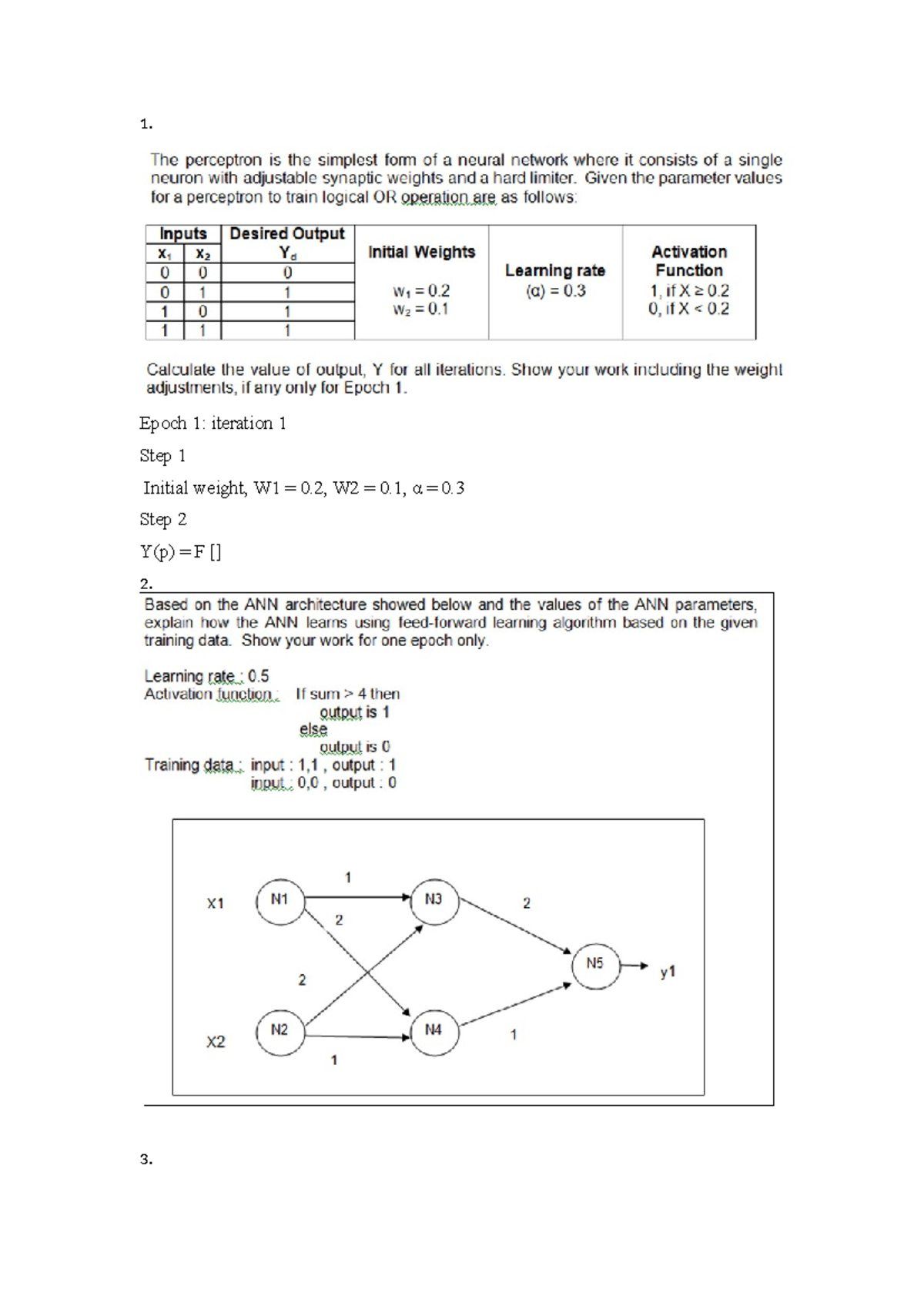 Tutorial 4 ANN - no more no less - Artificial Intelligence Algorithms - 1. Epoch 1: iteration 1 ...