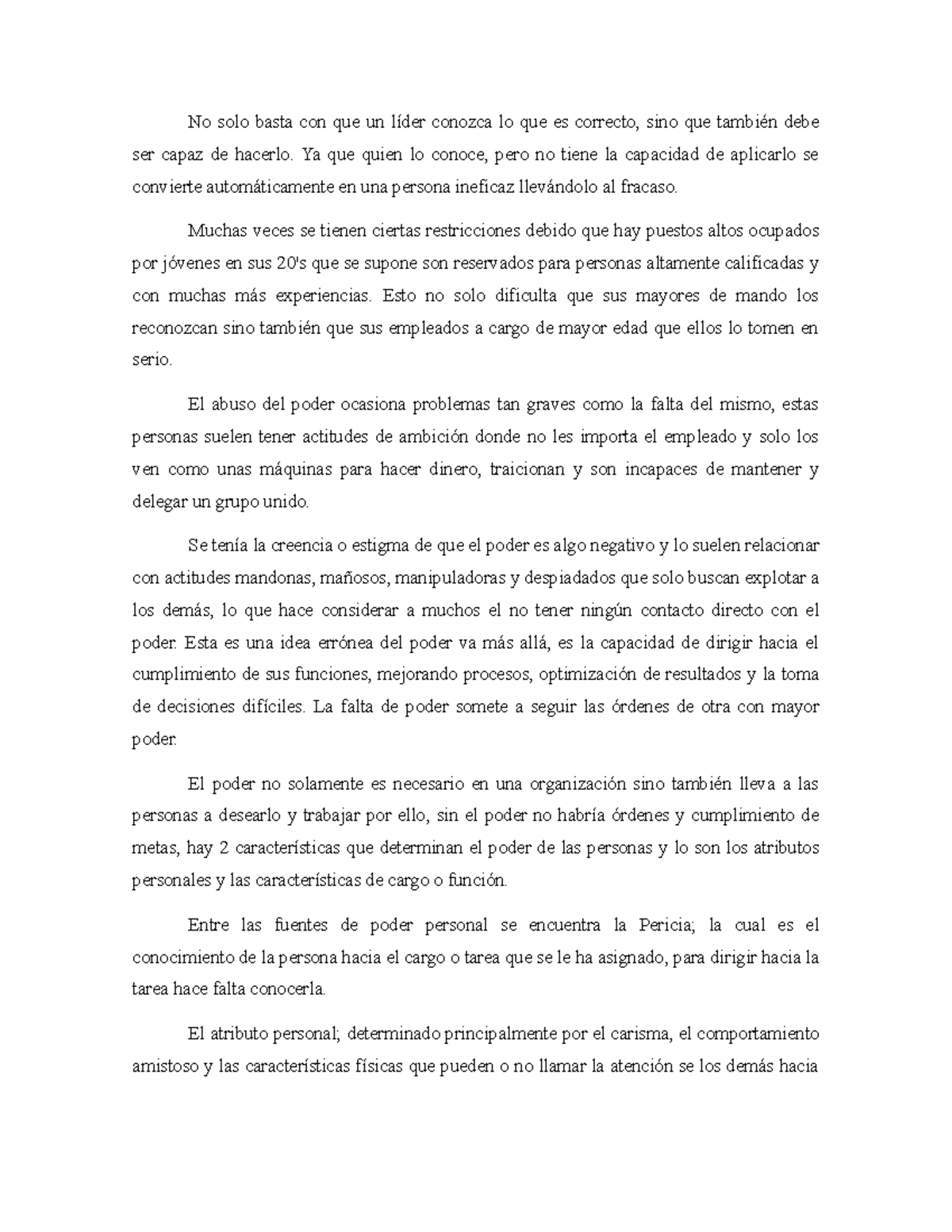 Resumen Poder E Influencia - No solo basta con que un líder conozca lo ...