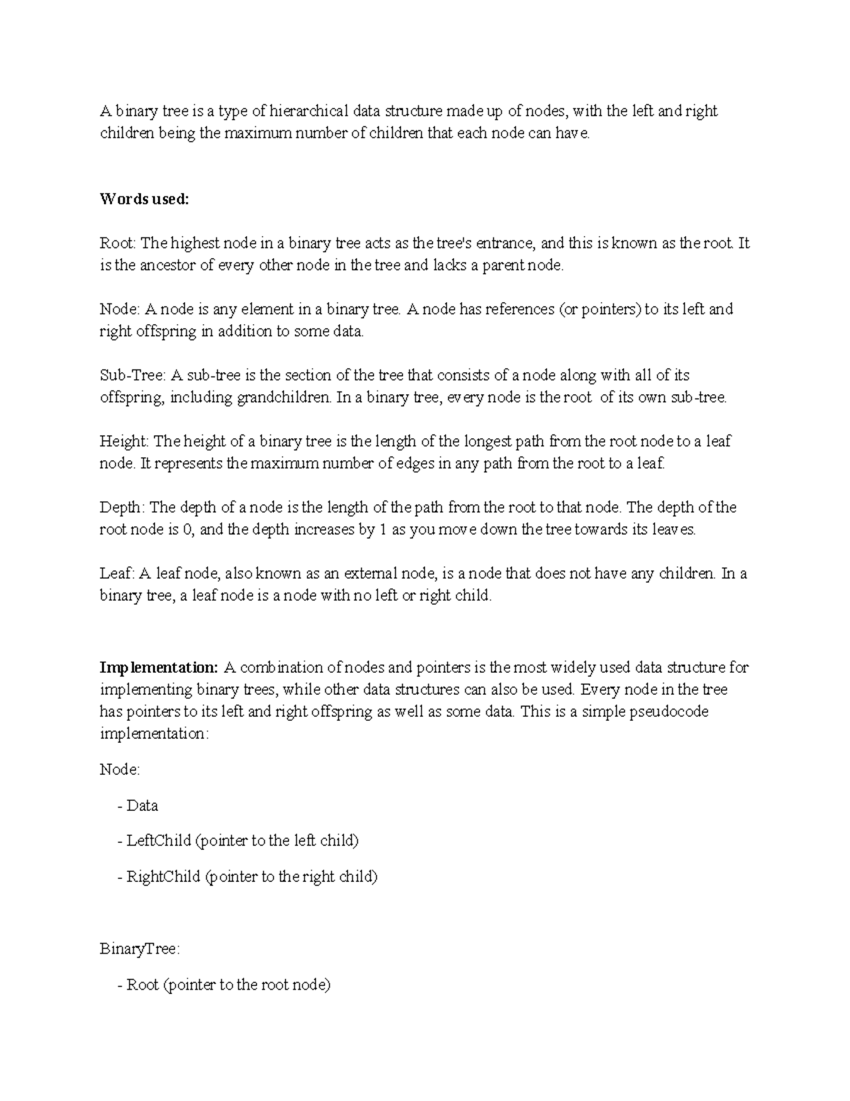 Cs 3303 Discussion Assignment Unit 4 A Binary Tree Is A Type Of Hierarchical Data Structure