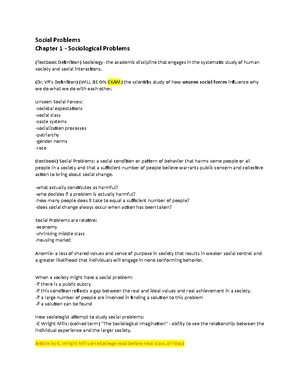 Social Problems - Chapter 1 (Notes) - Social Problems Chapter 1 ...