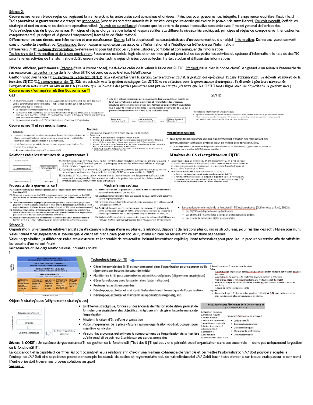 Cheat sheet - Feuille de note pour examen intra - Séance 2: Gouvernance ...