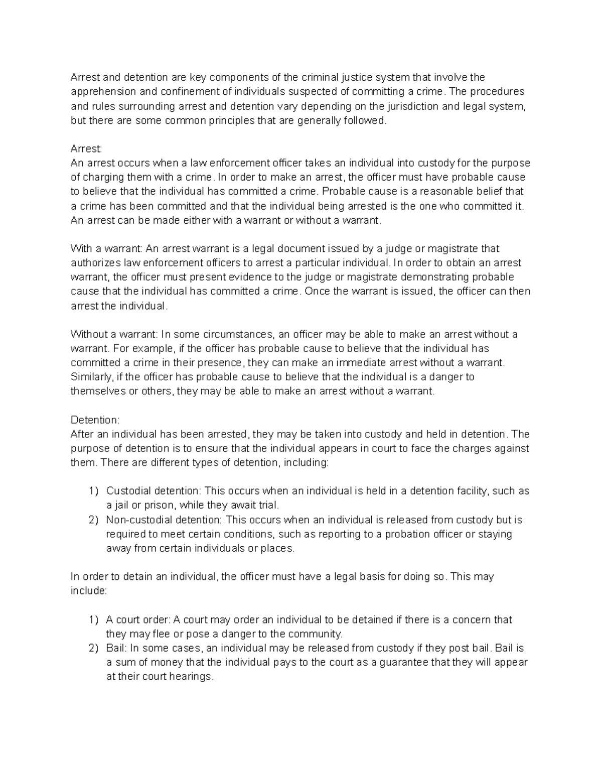 Arrest and Detention - The procedures and rules surrounding arrest and ...