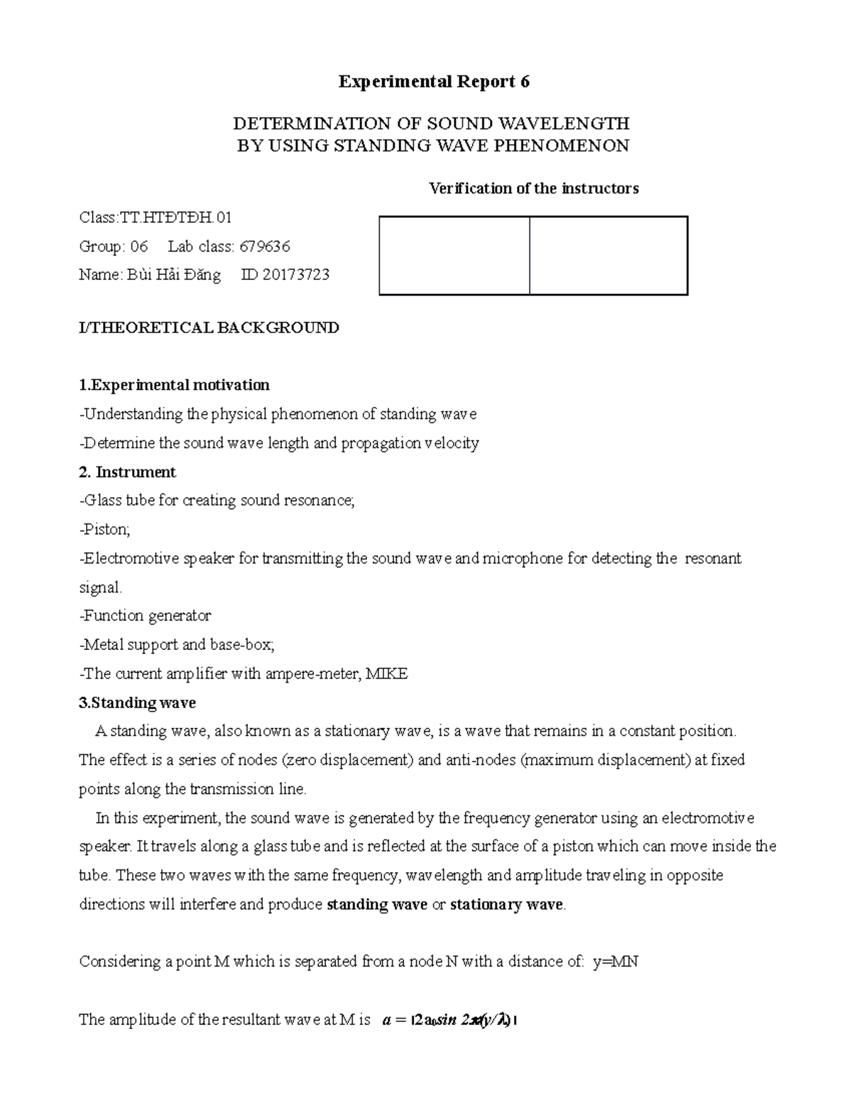 Experimental Report 6 - Group: 06 Lab class: 679636 Name: Bùi Hải Đăng ...