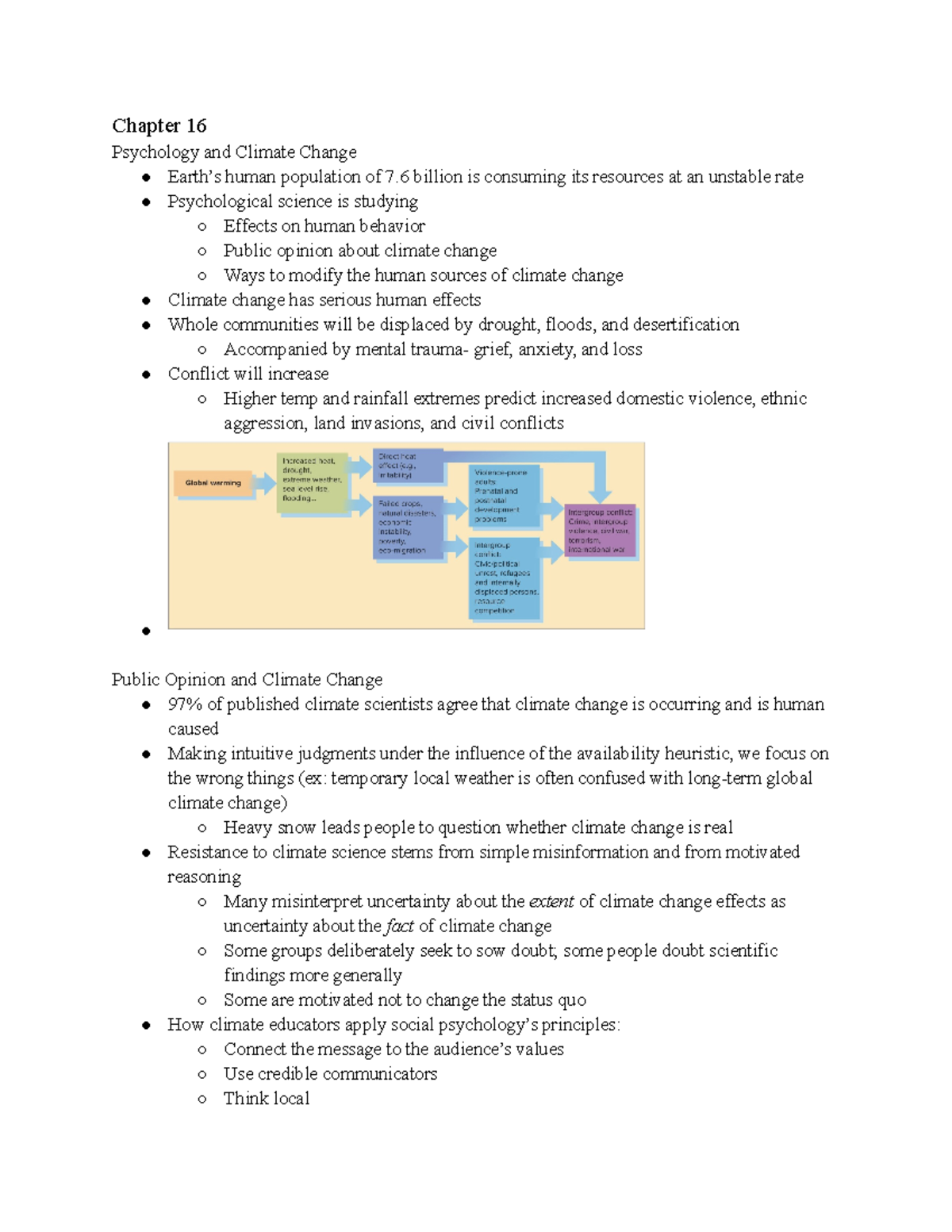 PSY 150 chapter 16 notes - Chapter 16 Psychology and Climate Change ...