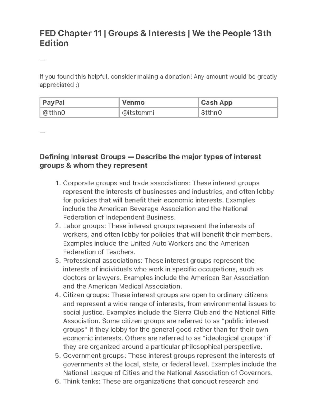 FED Chapter 11 | Groups and Interests | We the People 13th Edition - 1 ...
