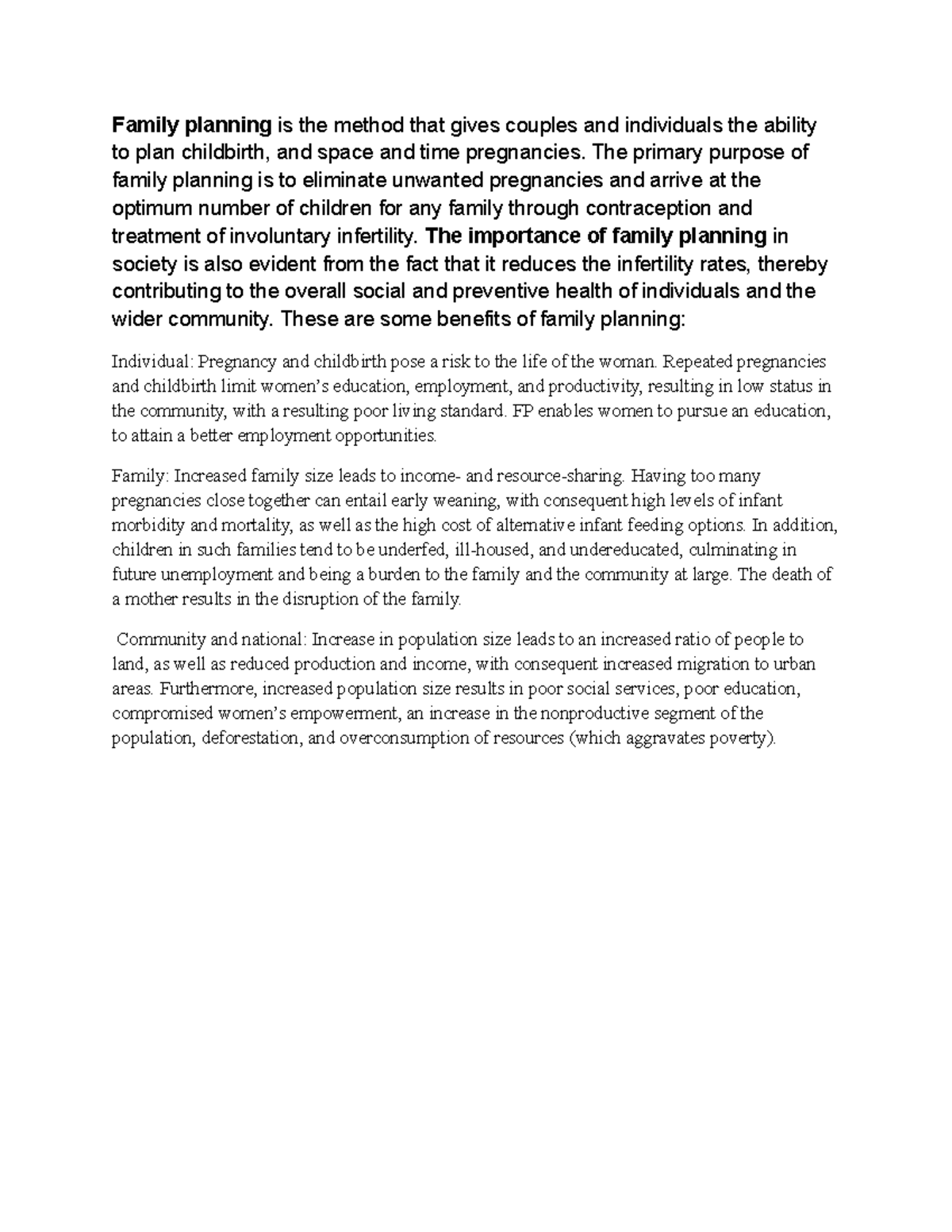 Family planning - good - Family planning is the method that gives ...