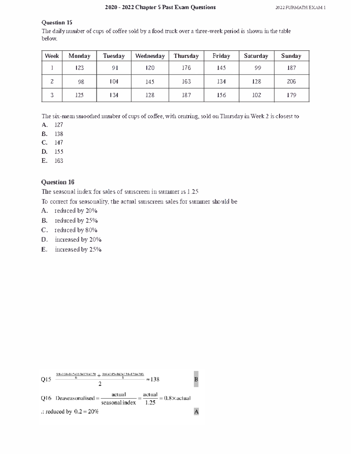 General Maths Past Exam Questions (Chapter 5) 2020 - 2022 - 2022 ...