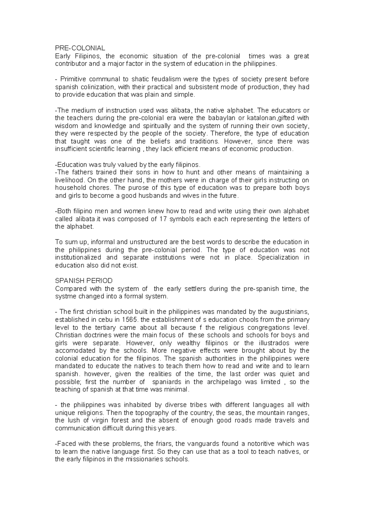 CPE102 Script - PRE-COLONIAL Early Filipinos, the economic situation of ...