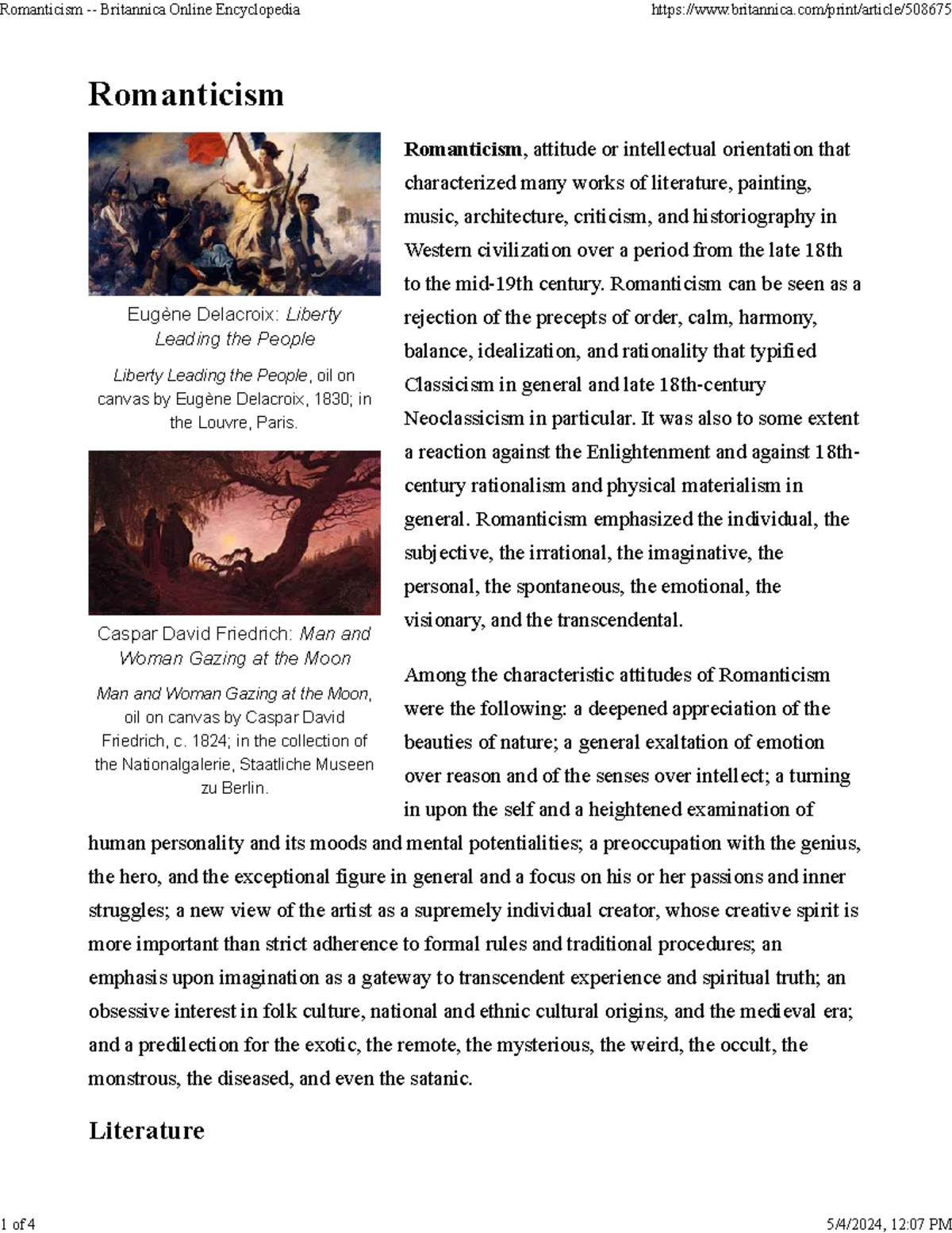 Romanticism - Eugène Delacroix: Liberty Leading the People Liberty ...