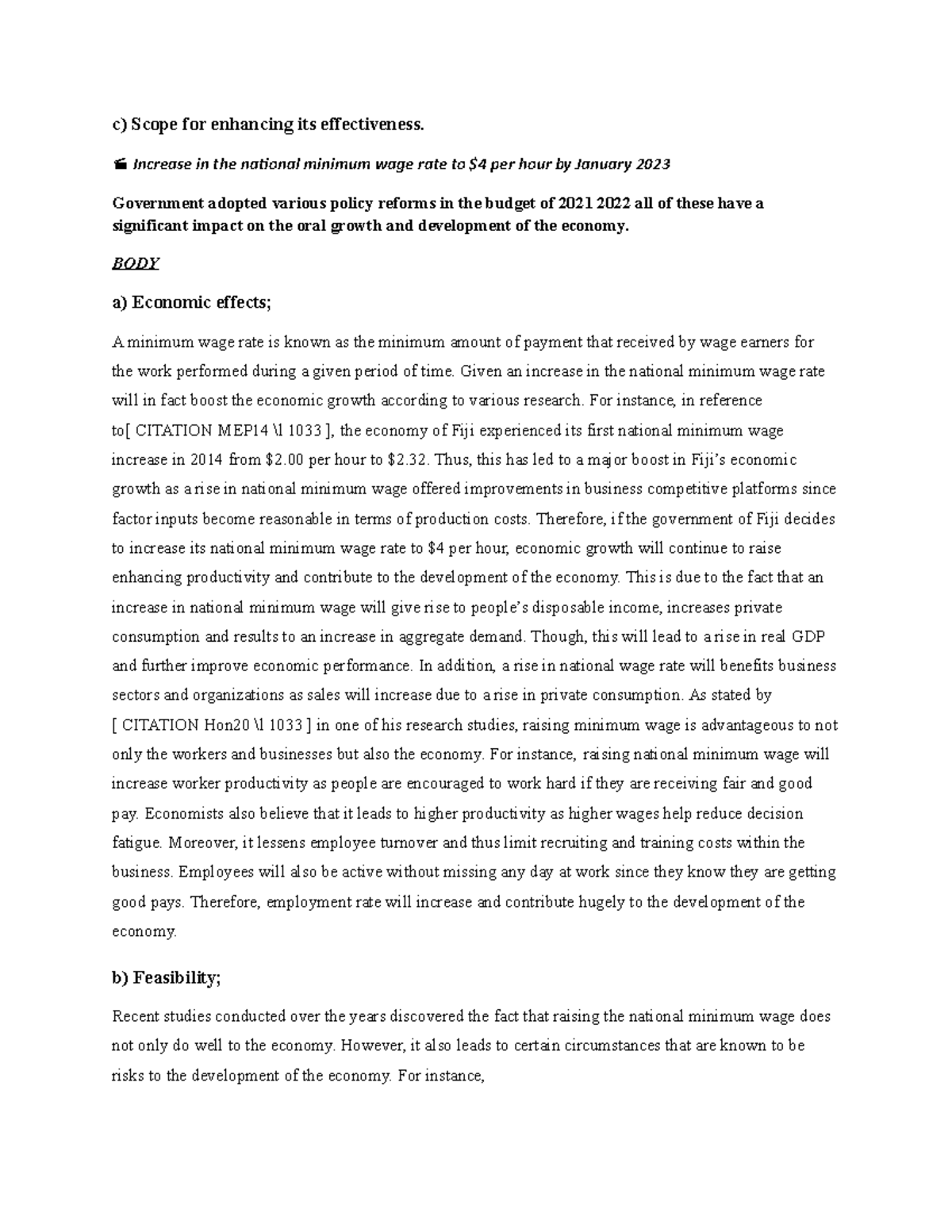EC302 - Assignment - c) Scope for enhancing its effectiveness. Increase in the natonal minimum ...