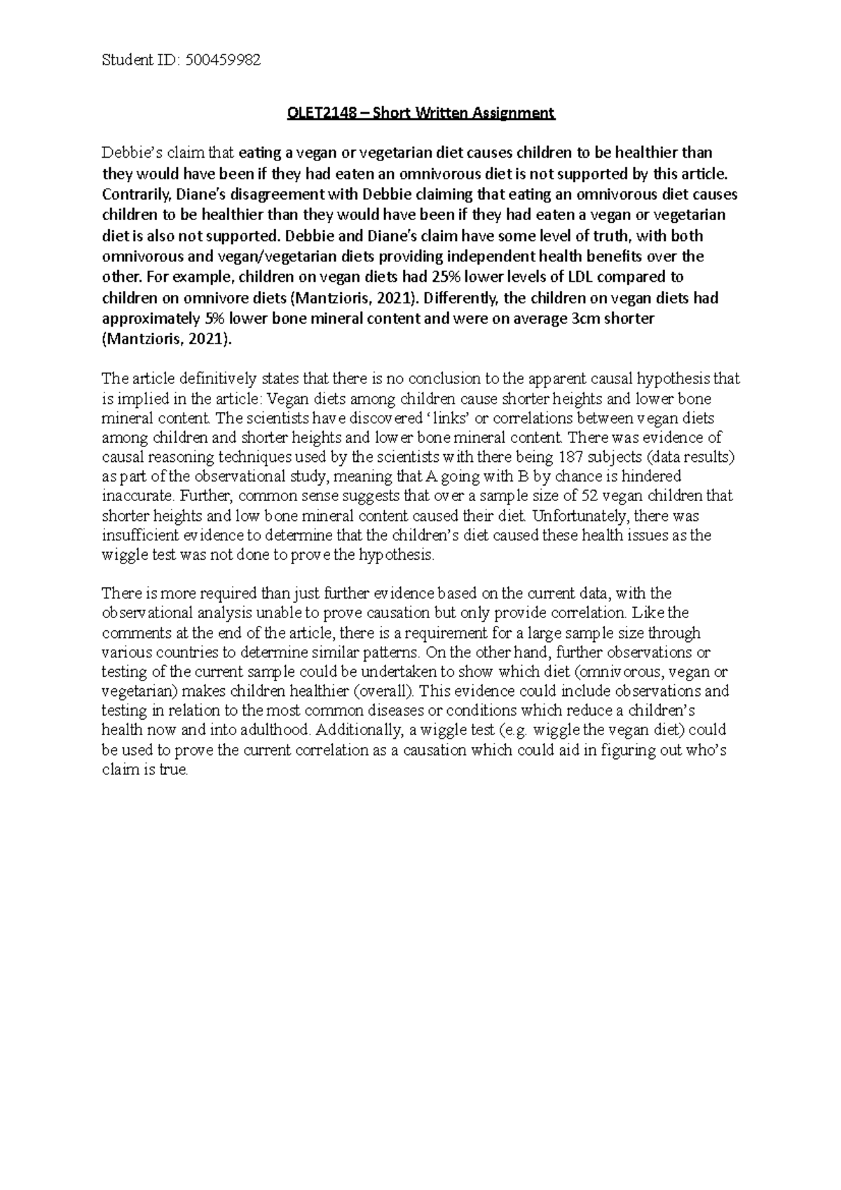 OLET2148 - Short Written Assignment (500459982) - OLET2148 - USyd - Studocu