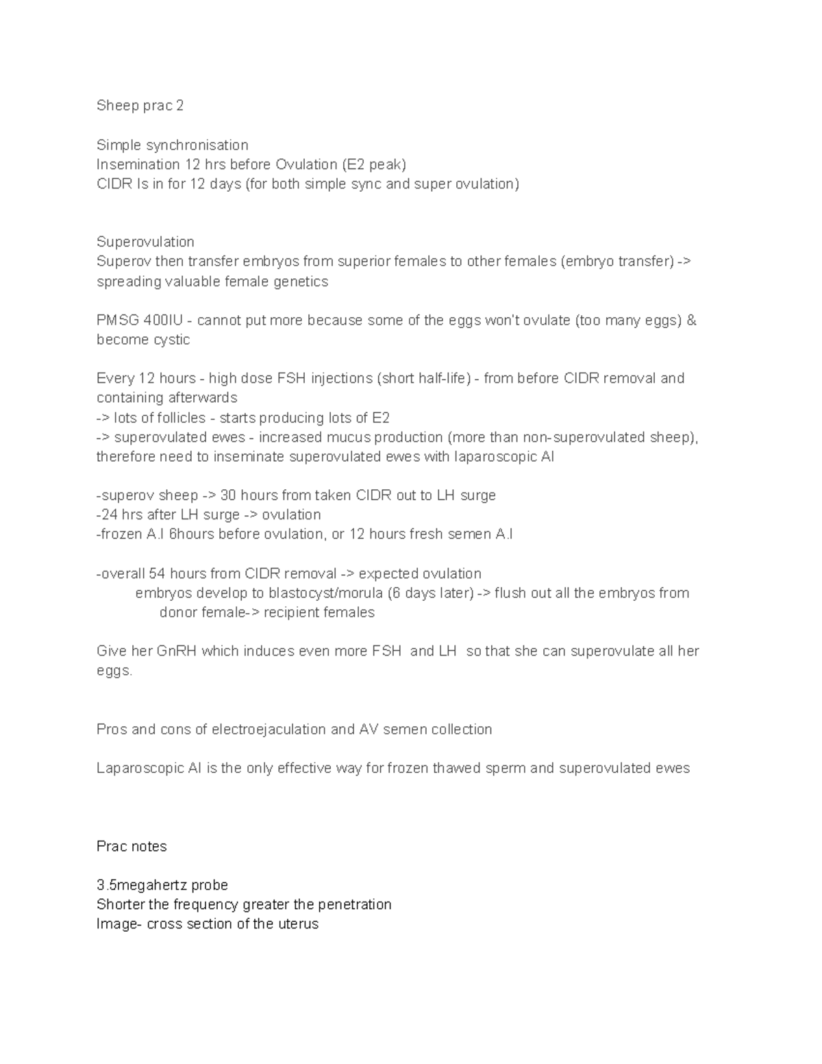 sheep practical notes - Sheep prac 2 Simple synchronisation ...