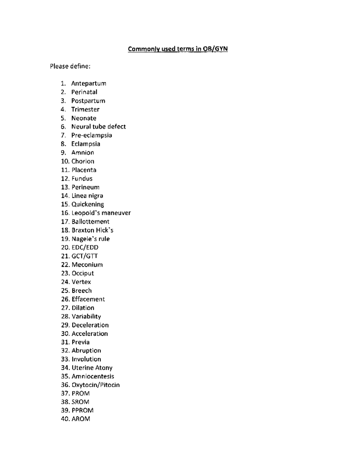OB Clinical Packet (1) - ..... - NUR 3590 - Studocu