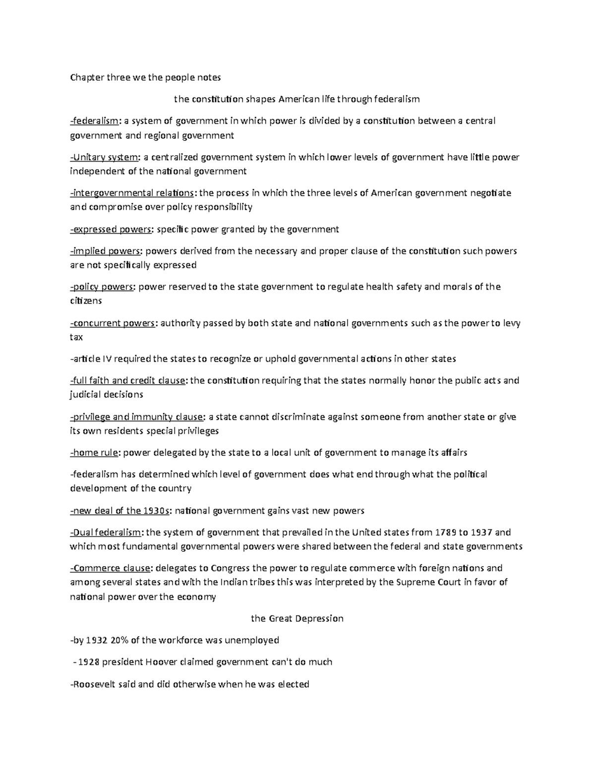 Chapter three we the people notes - Studocu