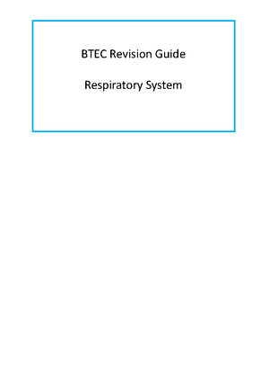 BTEC Sport Level 3 Revision Guide Respiratory System - BTEC Revision ...