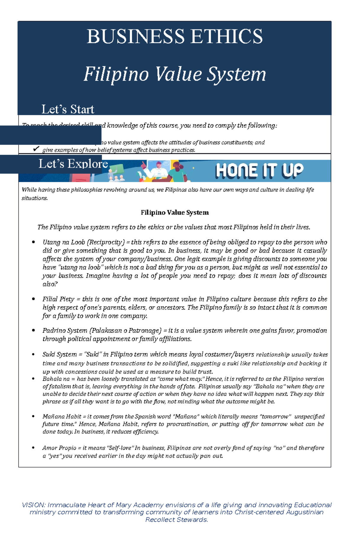 Business Ethics Week 5 - Notes of 2nd sem - To reach the desired skill ...