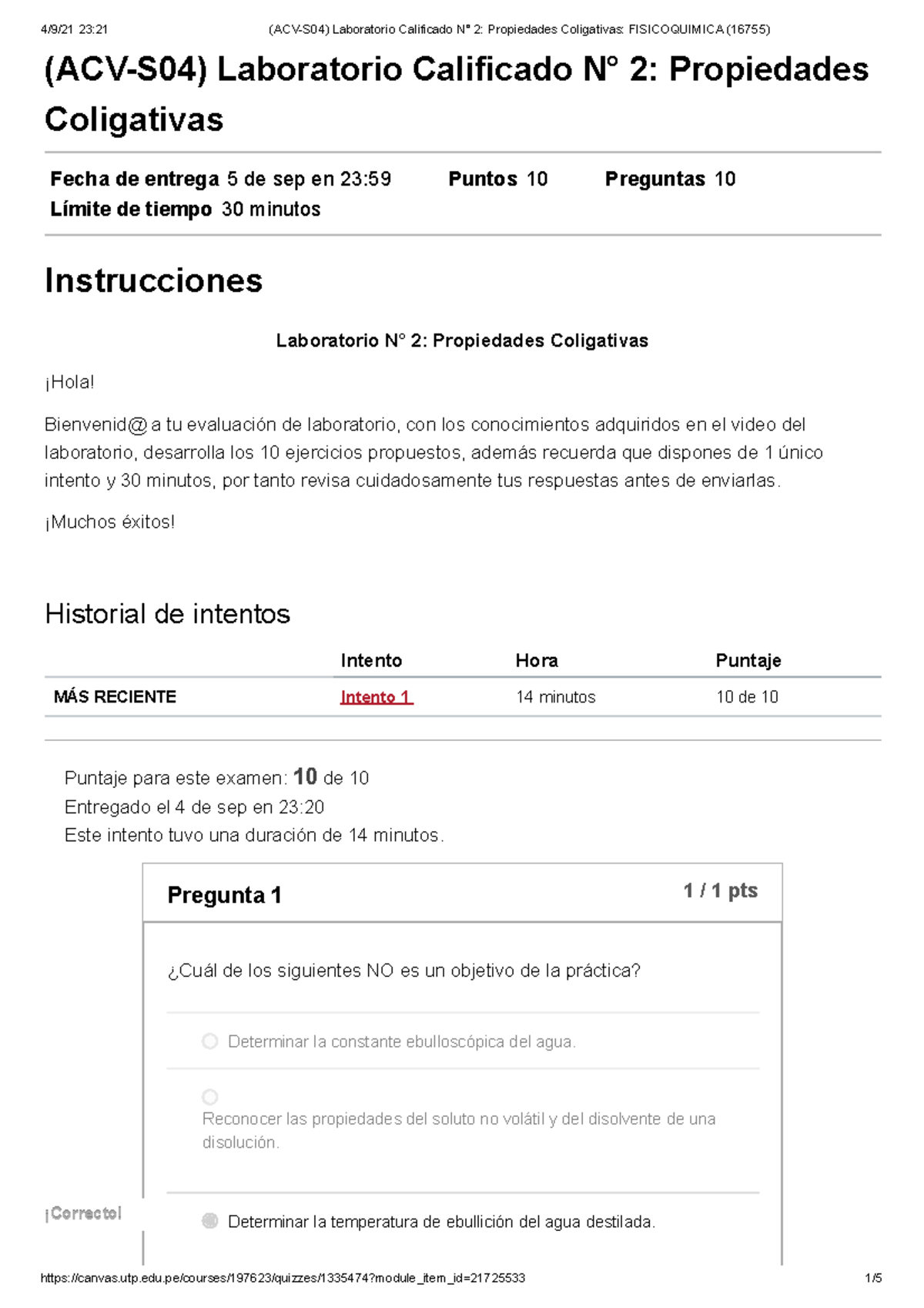 (ACV-S04) Laboratorio Calificado N° 2 Propiedades Coligativas Fisicoquimica (16755) - (ACV-S04 ...