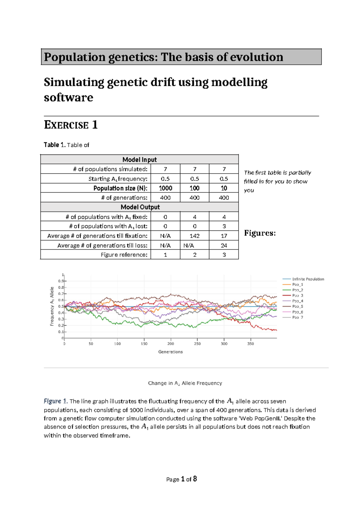2024 Genetic Drift Modelling Student Template BIOL1X06 - Population genetics: The basis of ...