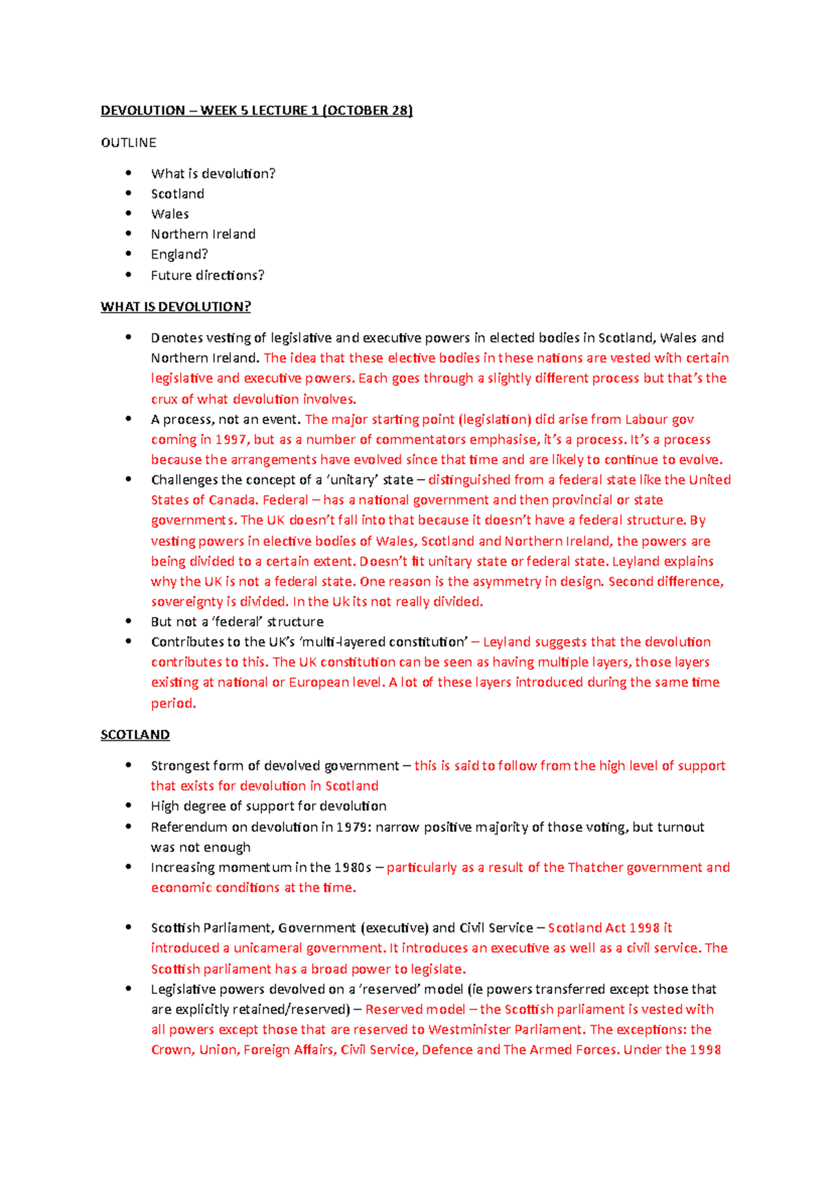 Devolution WEEK 5 28-10-19 - DEVOLUTION – WEEK 5 LECTURE 1 (OCTOBER 28 ...
