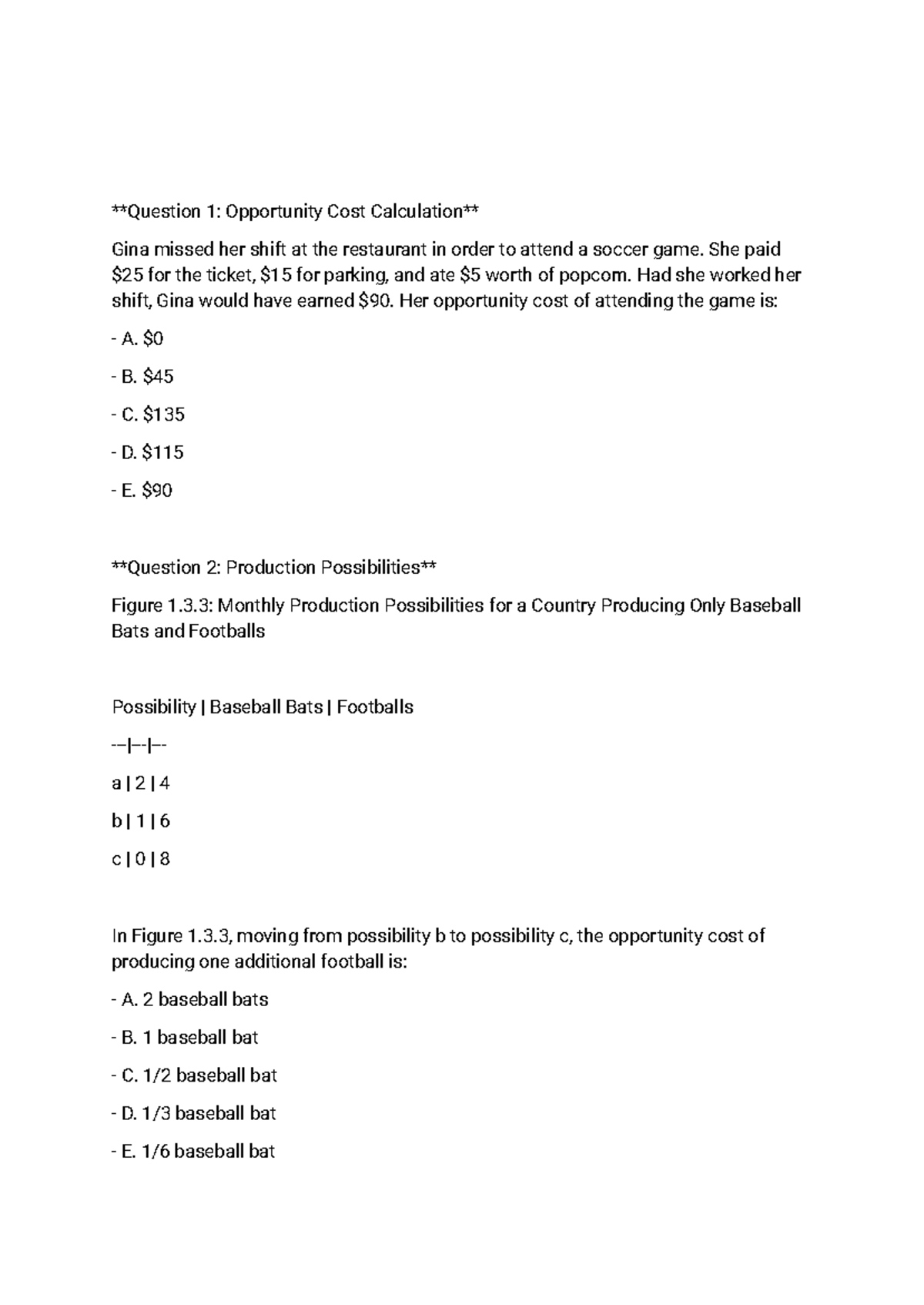 Econ 1010 Test 1 - Econ test use this to practice - Question 1 ...