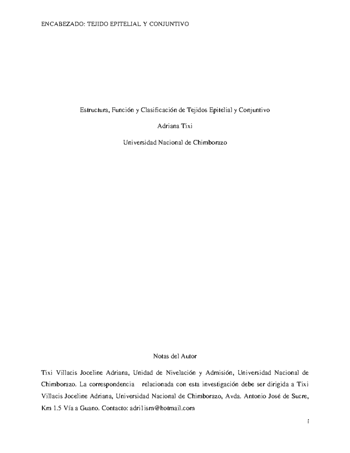 Tejido Epitelial y Conectivo - Warning: TT: undefined function: 32 ENCABEZADO: TEJIDO EPITELIAL ...