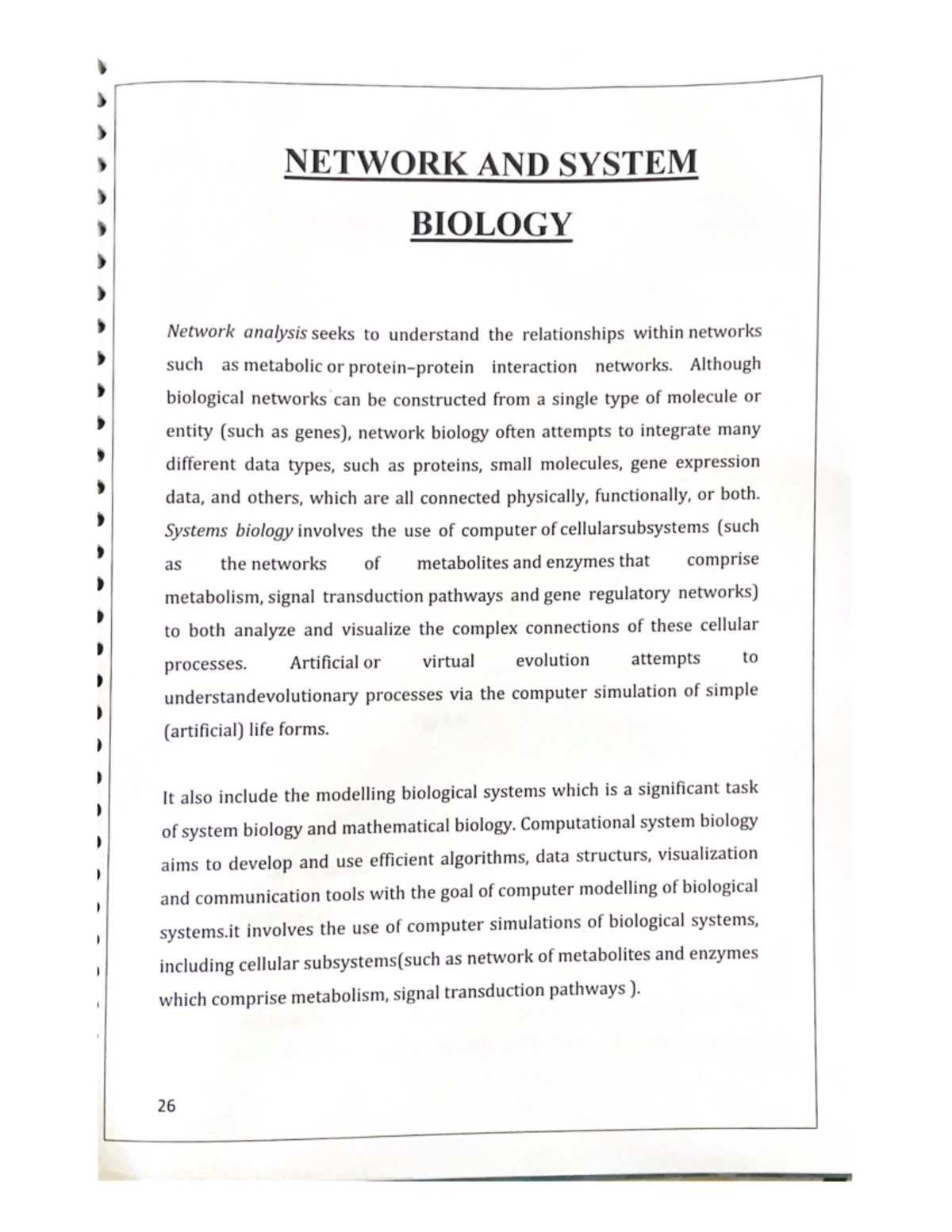 Network AND System - Bioinformatics - Studocu