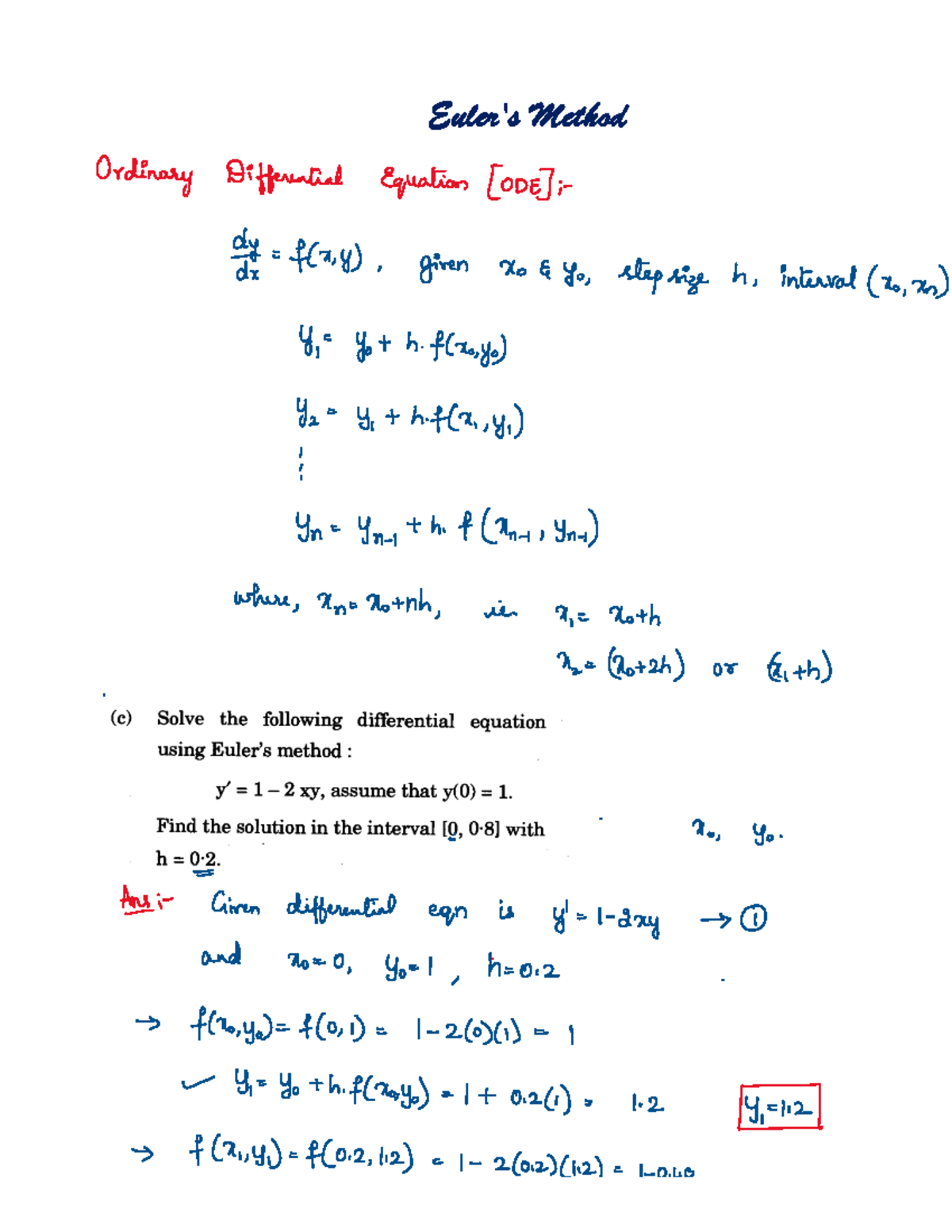 Eulers Method Notes And Example Problems Computer Oriented Numerical