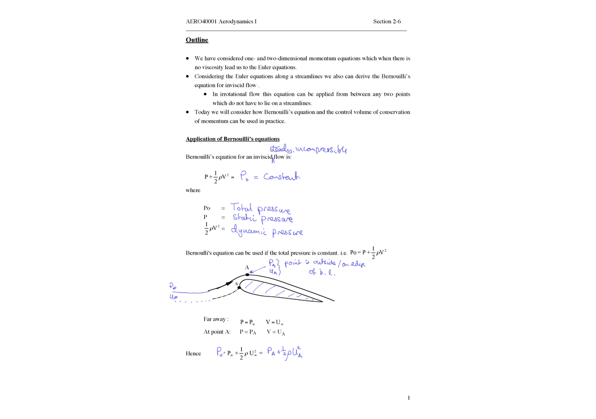 Section 2-6 - Lecture of Aerodynamics module, MEng Aeronautical Engineering - - Studocu