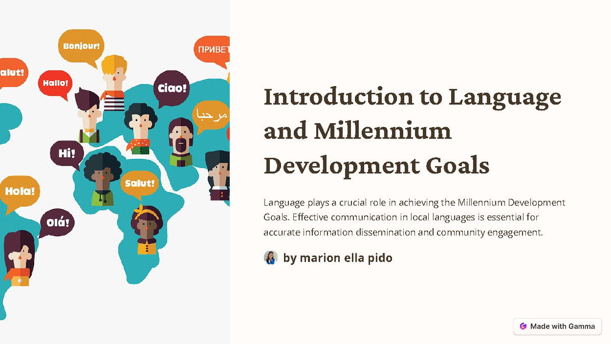 Introduction to Language and Millennium Development Goals - Introduction to Language and ...