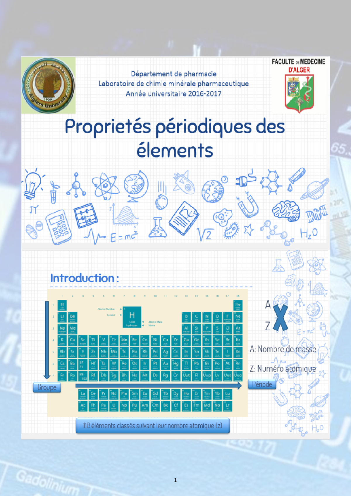 cour de proprietes chimique des elements du tableau periodique - I ...