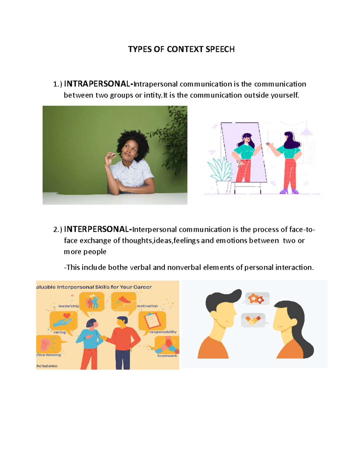 Types OF Context Speech oral com M4 - TYPES OF CONTEXT SPEECH 1.) INTRAPERSONAL-Intrapersonal ...