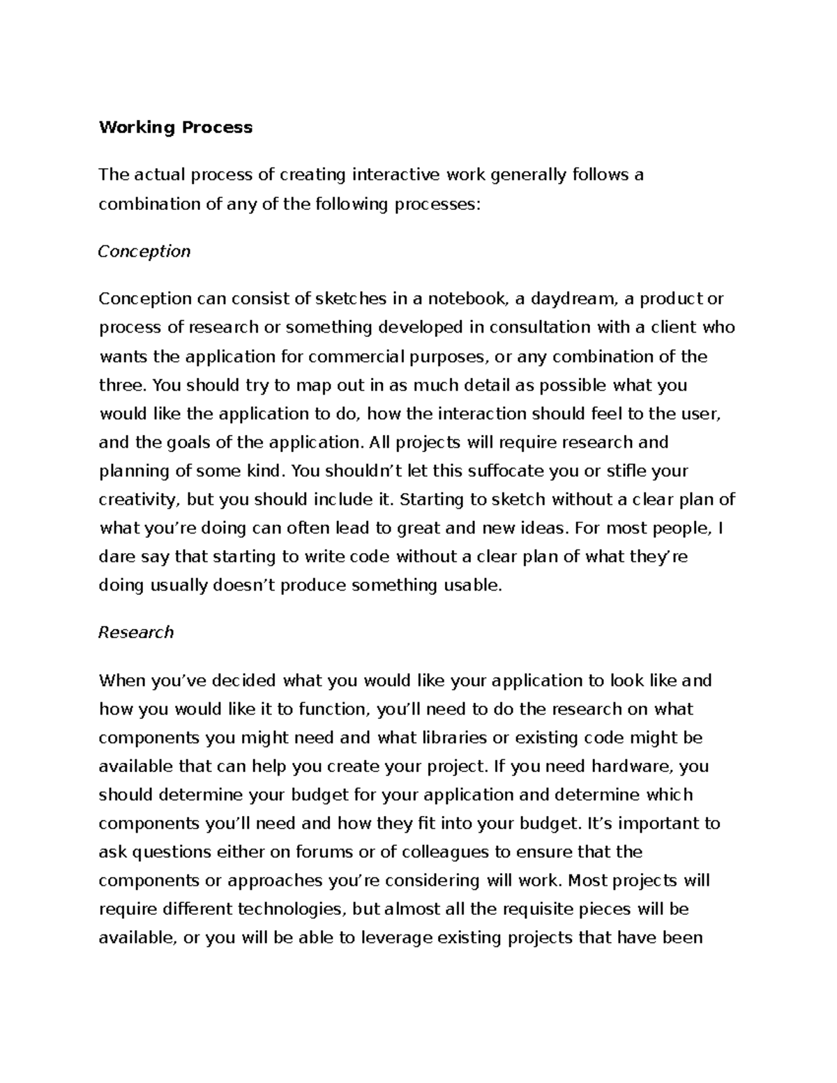 Working Process - Working Process The actual process of creating ...