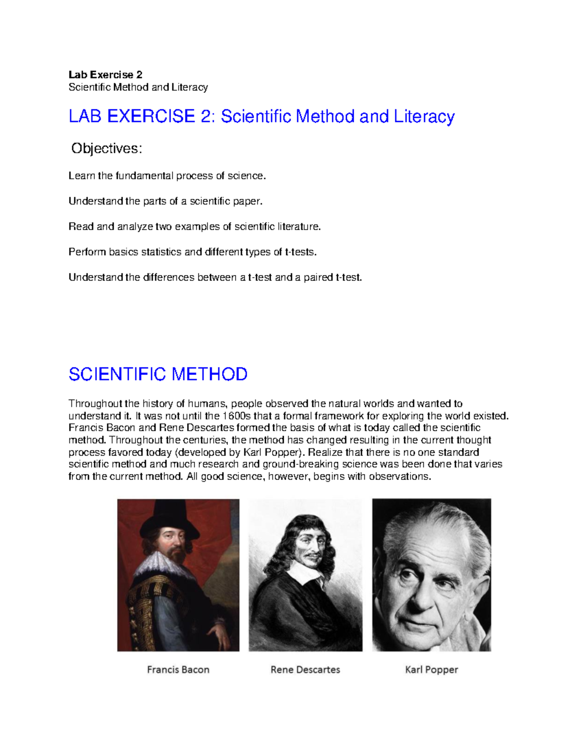 PRE-LAB 2-Scientific Method and Literacy - Lab Exercise 2 Scientific ...
