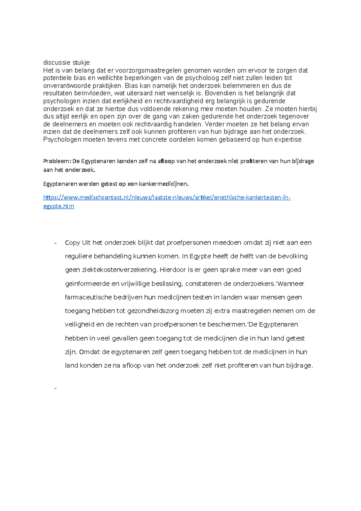 Artikel en discussie tutor - discussie stukje: Het is van belang dat er ...