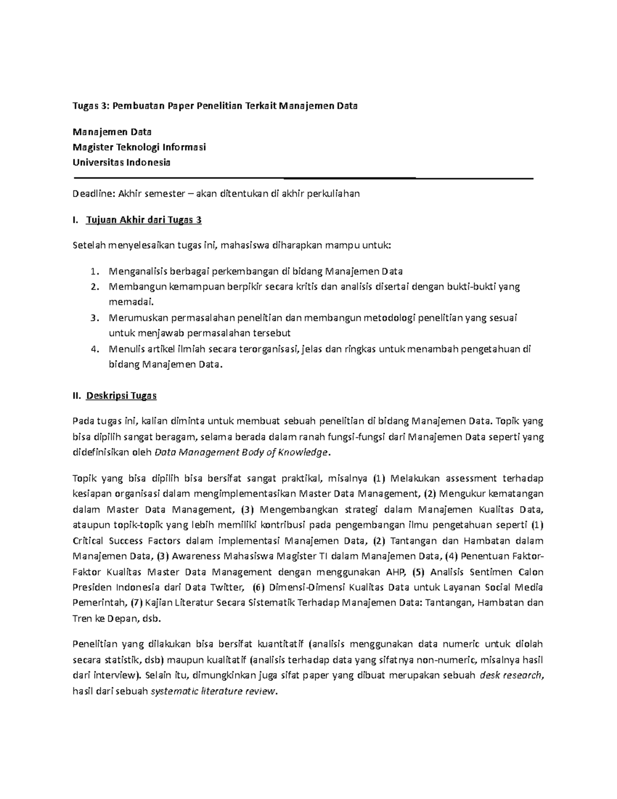 Tugas-Paper Management Data - Tugas 3: Pembuatan Paper Penelitian ...