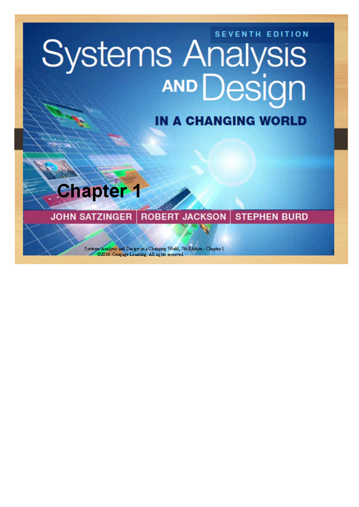 Ch1 - Summary System analysis and design - 1 Chapter 1 Systems Analysis ...