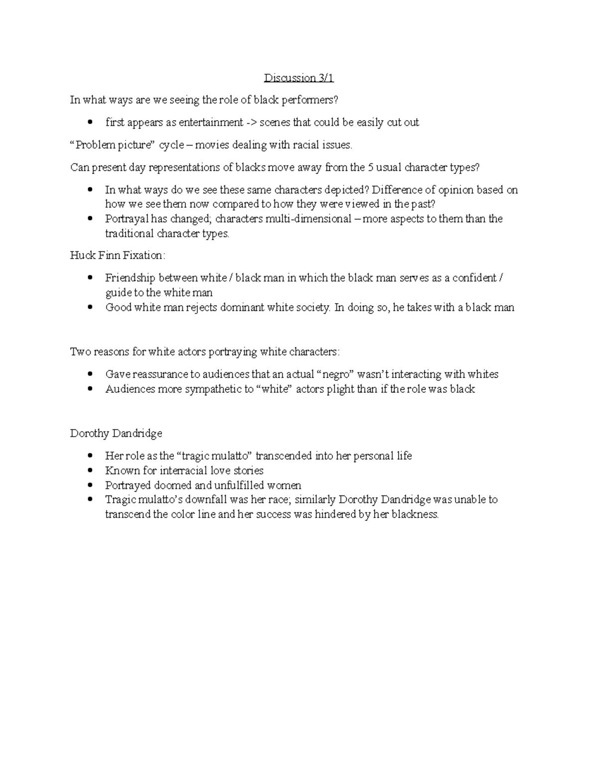 Discussion 3 - Lecture Notes - Prof. White - Discussion 3/1 In what ...