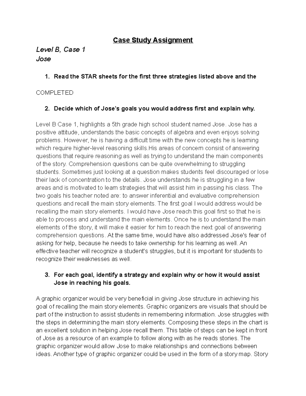 Case Study Assignment - EDU 405 - WilmU - Studocu