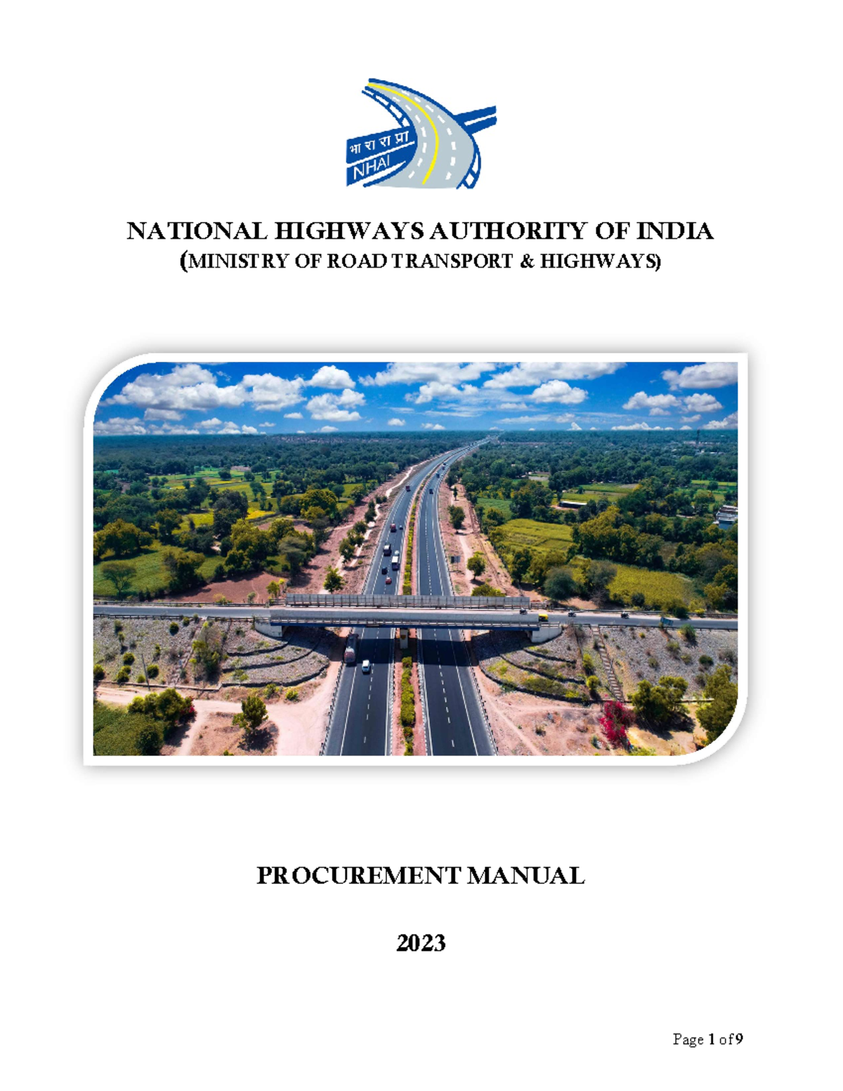 Procurement Manual 12-12-2023 - NATIONAL HIGHWAYS AUTHORITY OF INDIA ...
