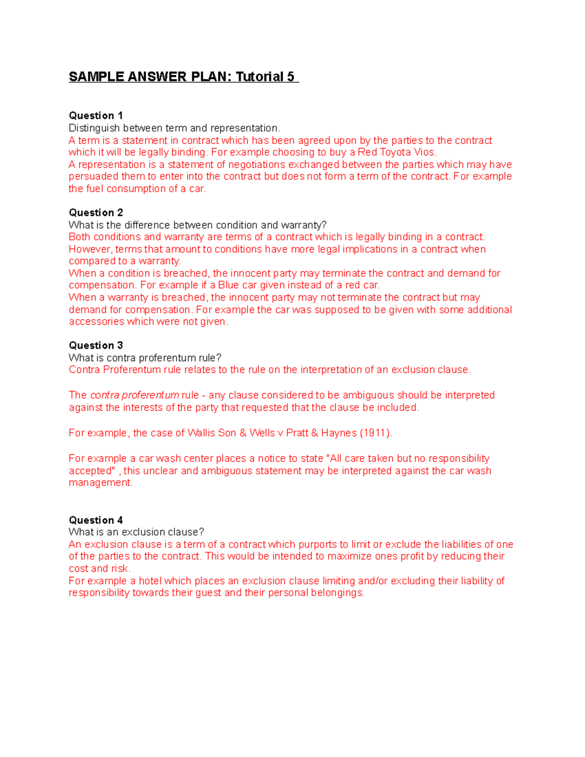 Tutorial 5 Answer Guide - SAMPLE ANSWER PLAN: Tutorial 5 Question 1 Distinguish between term and ...
