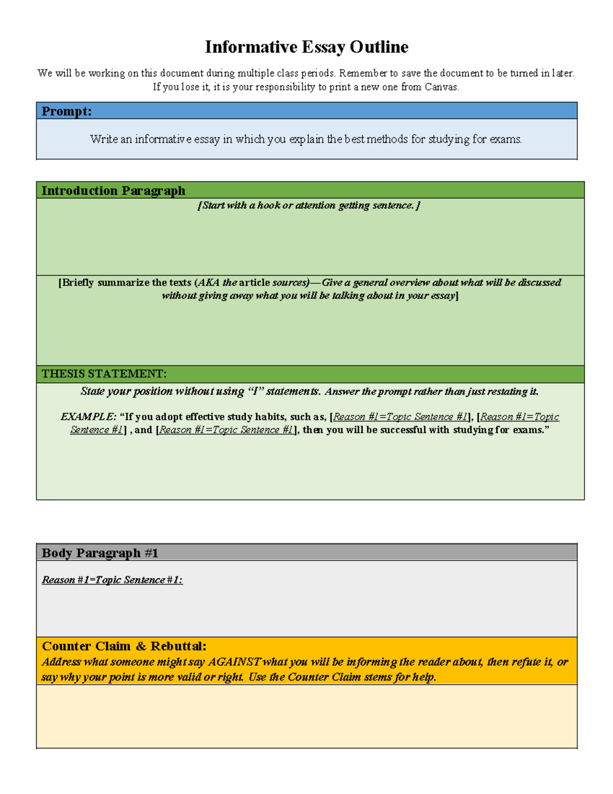 ENG 2 Informative Essay Outline - Informative Essay Outline We will be ...
