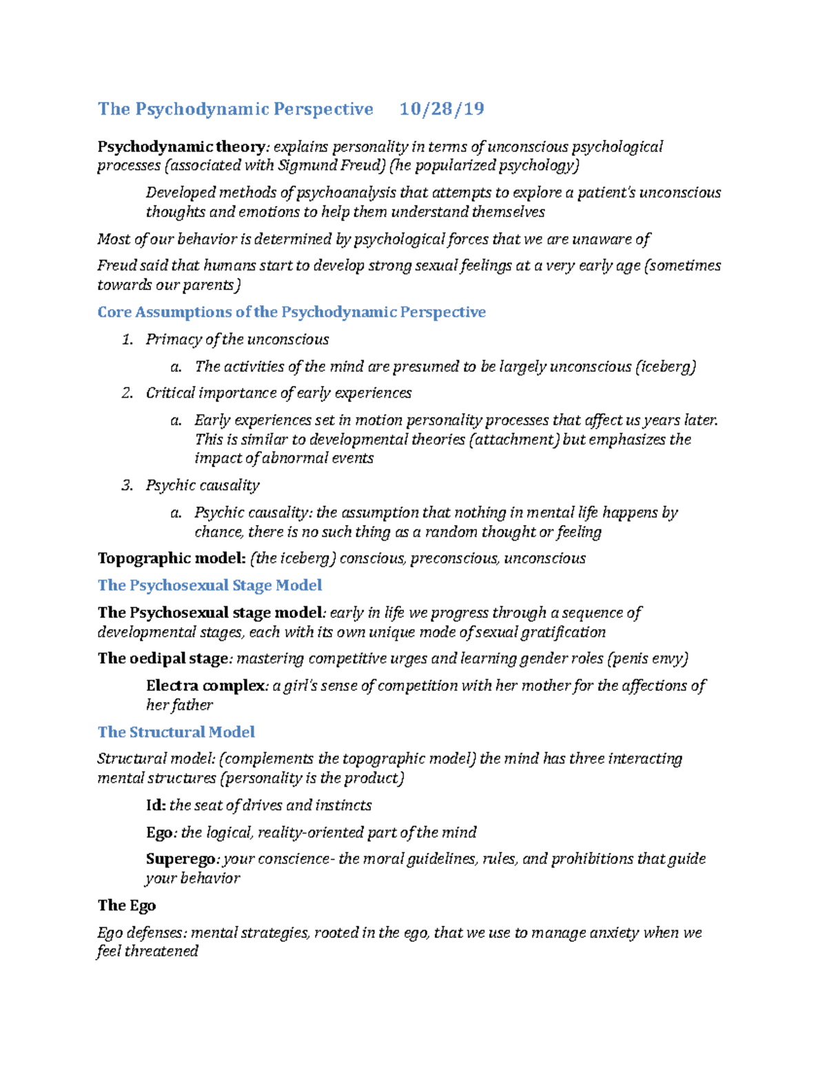 The Psychodynamic Perspective-10-28 - The Psychodynamic Perspective 10 ...