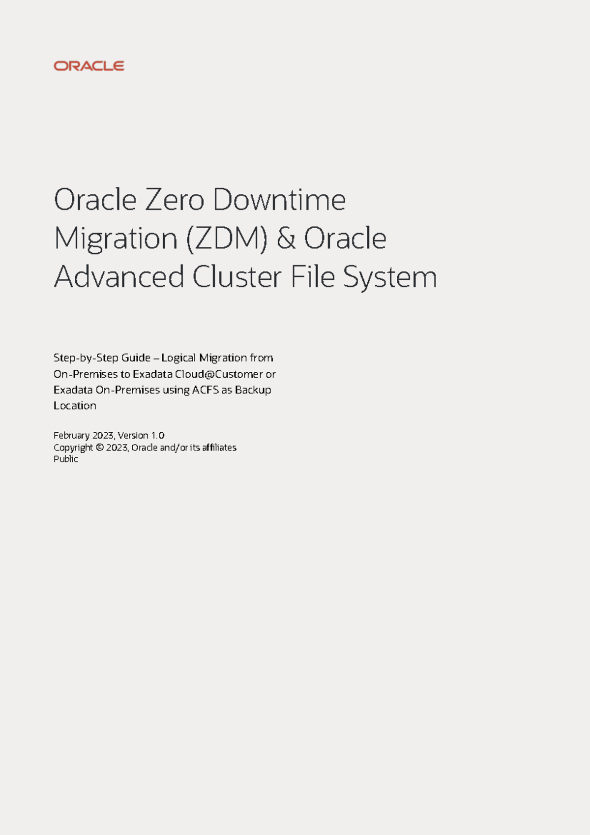 Oracle zdm logical migration acfs - Oracle Zero Downtime Migration (ZDM) & Oracle Advanced - Studocu